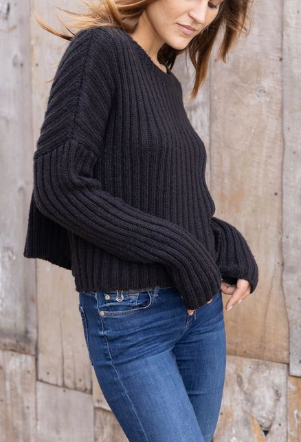 WOODEN SHIPS MILES CROPPED CREW CHUNKY – Indigo