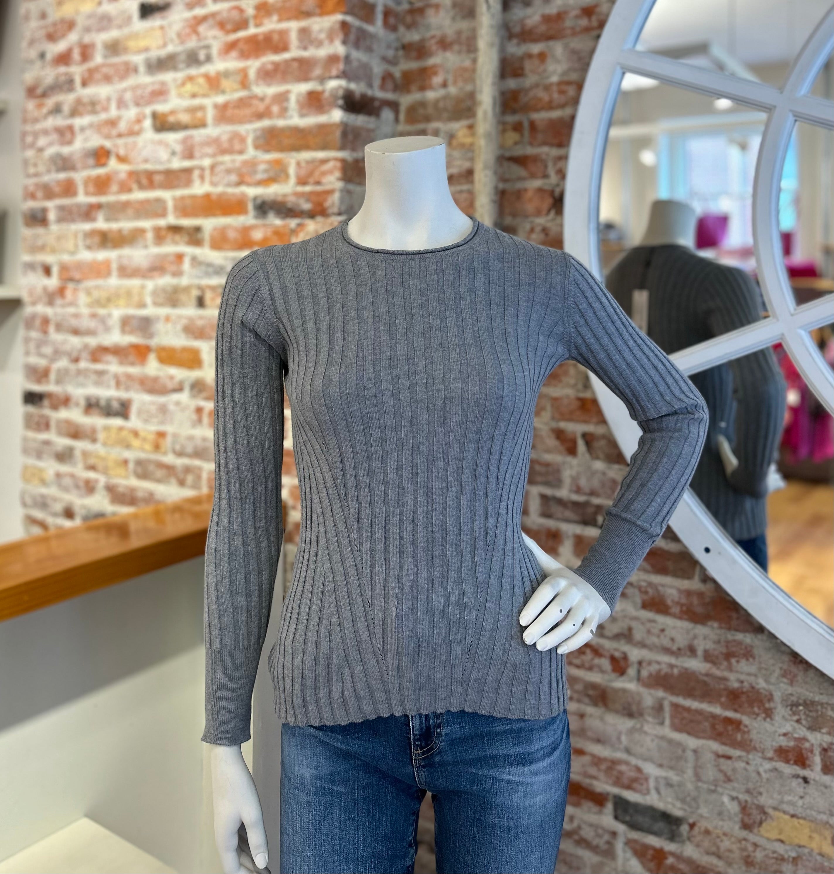 Alashan Cashmere Cotton Cashmere Blair Rib Crew Indigo